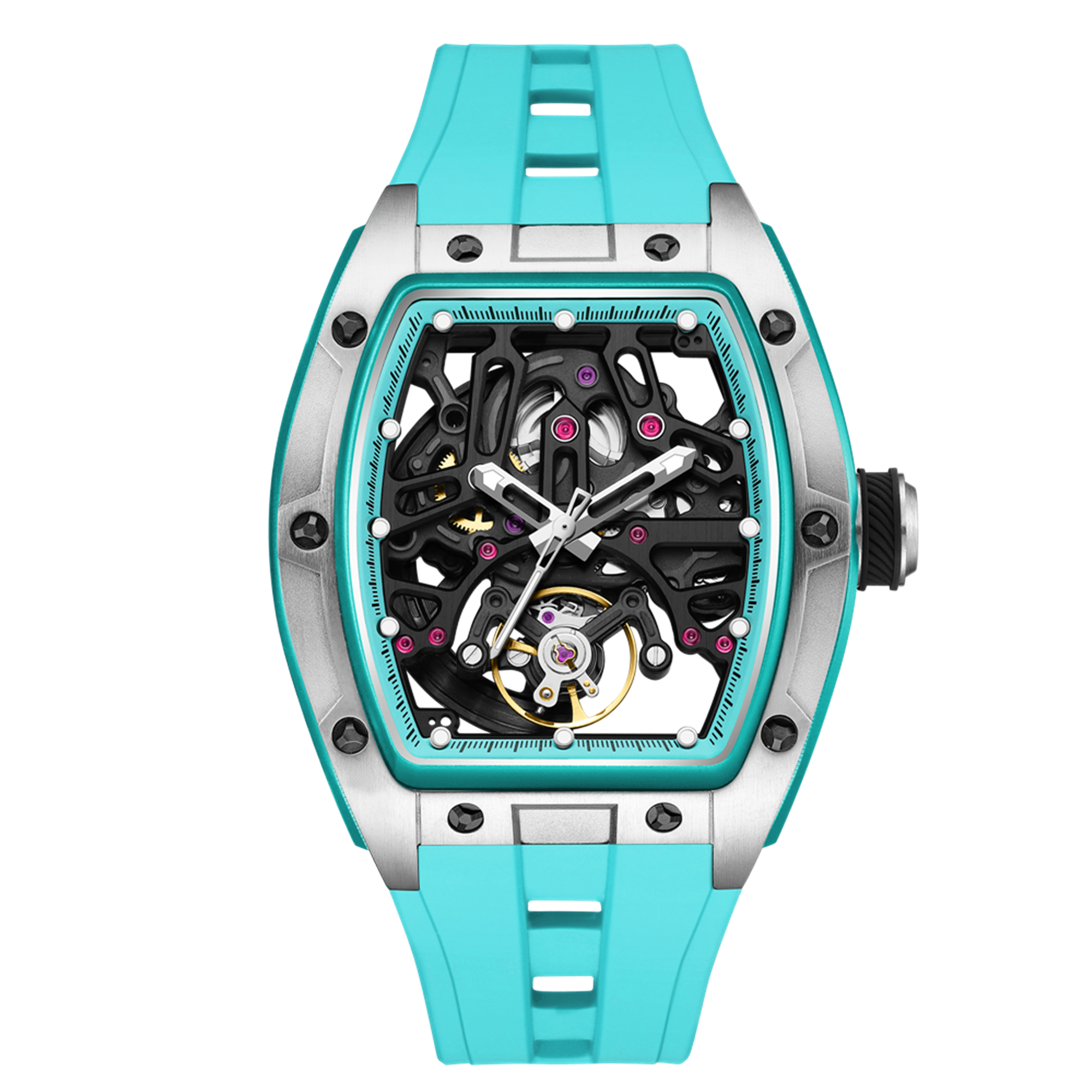 New Skeleton Dial Watches for Men Stainless Steel Case Automatic Mecha ...